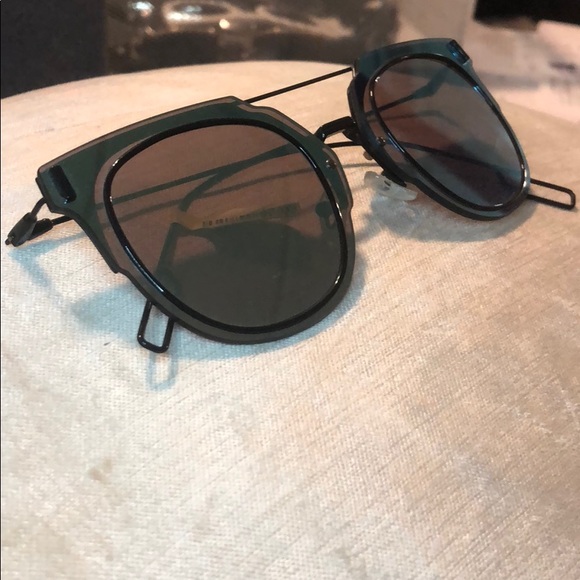 Accessories | Unique Blue Reflective Lens And Black Sunglasses | Poshmark